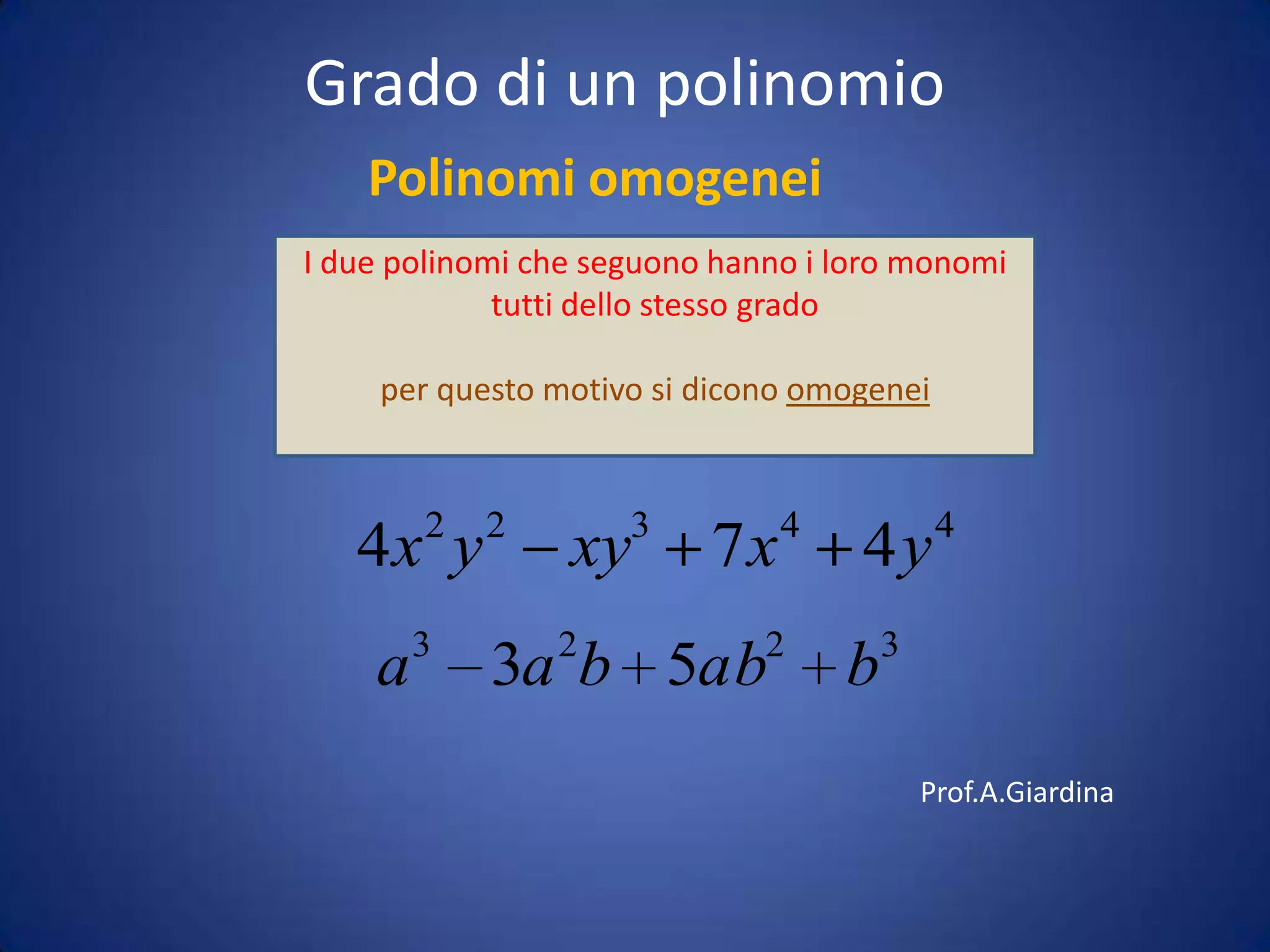Elementi generali sui polinomi | PPTX