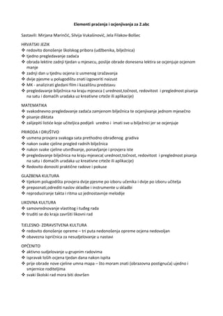 Elementi pracenja i ocjenjivanja 2.abc