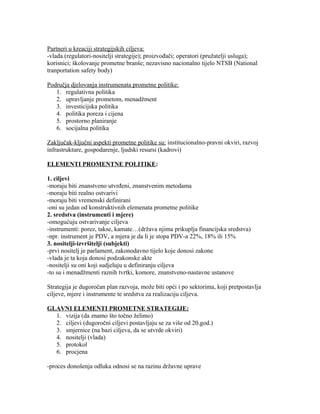 Elementi prometne politike | PDF