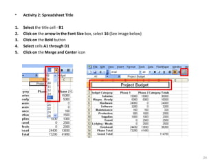 Element of an electronic speadsheet ms excel | PPT