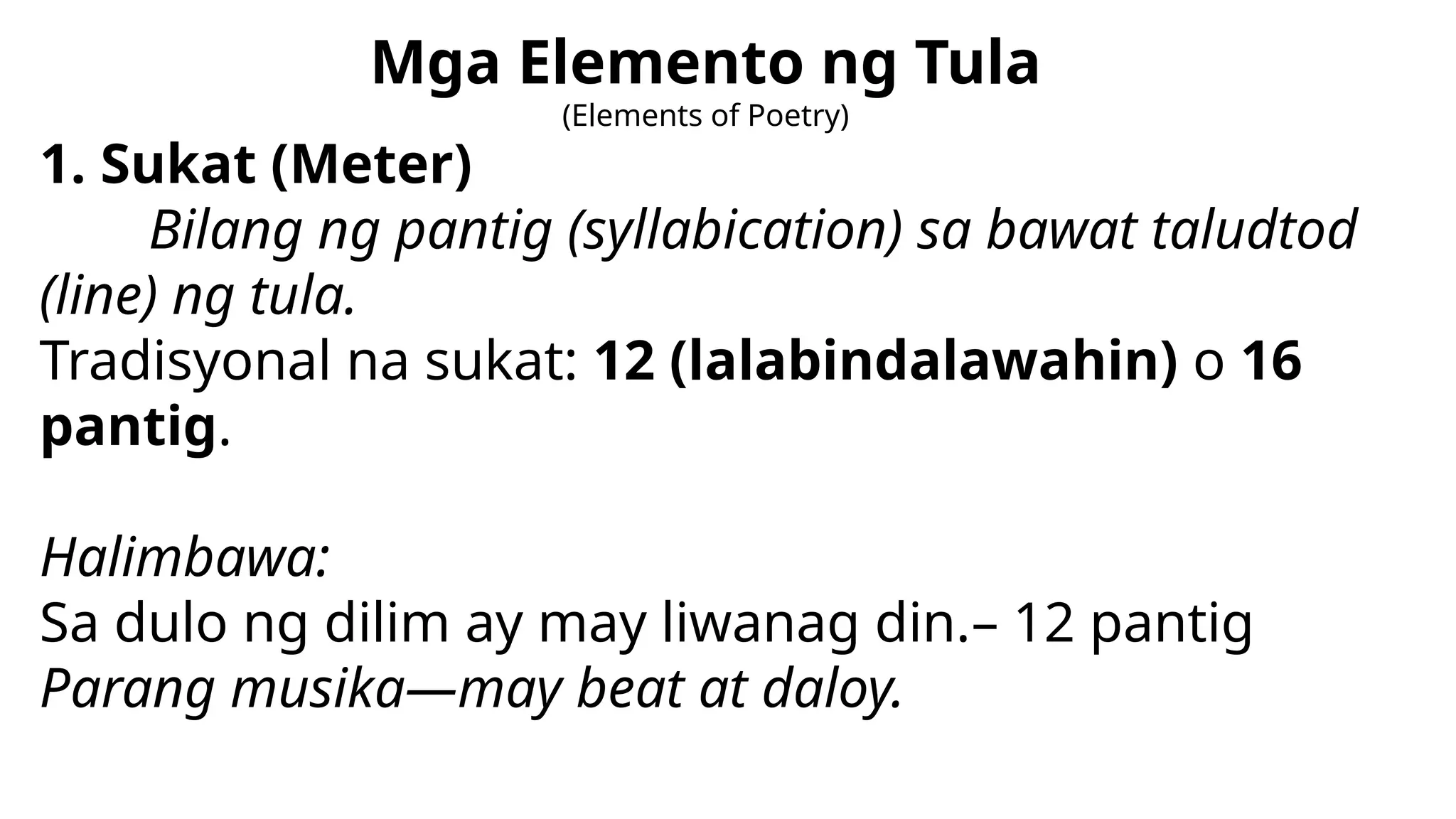 Elemento ng Tula for Grade 7 Lesson And Topics | PPTX