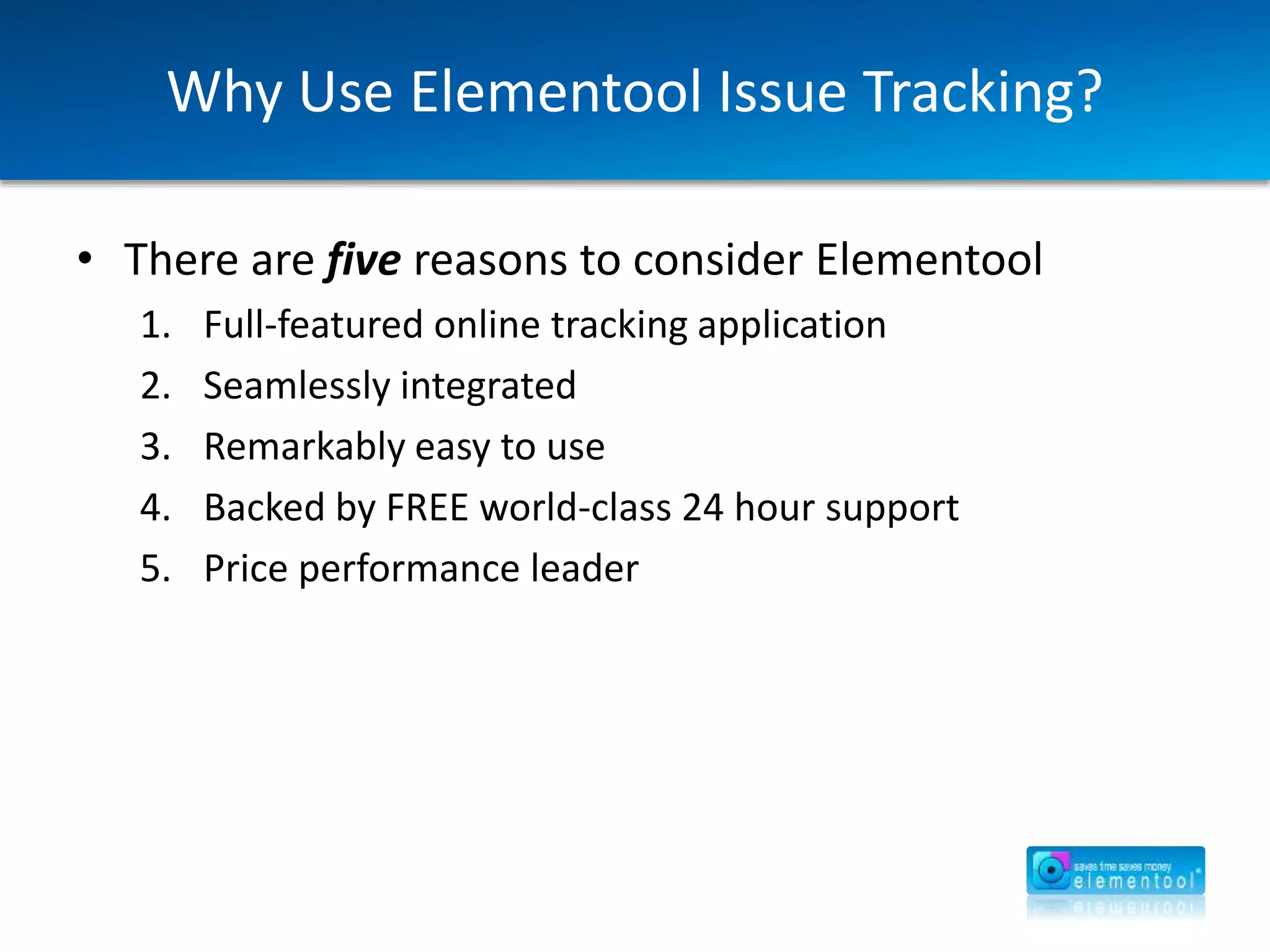 Elementool issue tracking | PPT