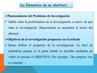 Elementos del abstract | PPTX | Diseases and Conditions | Medical Health