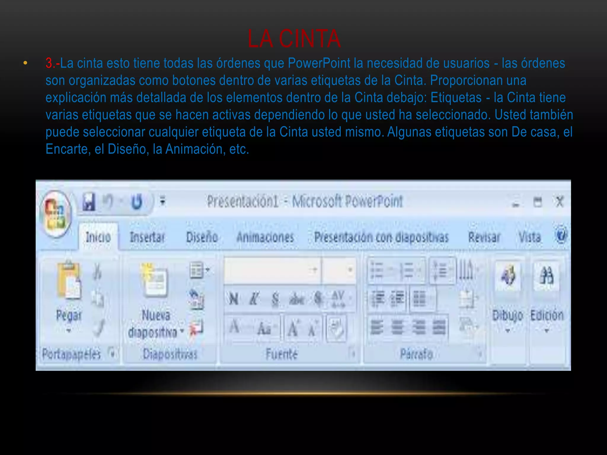 Elementos de la interfaz de power point | PPTX