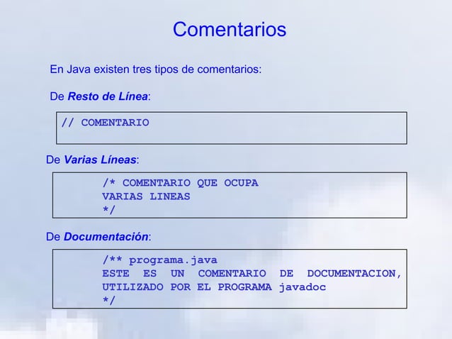Elementos del lenguaje java | PPT