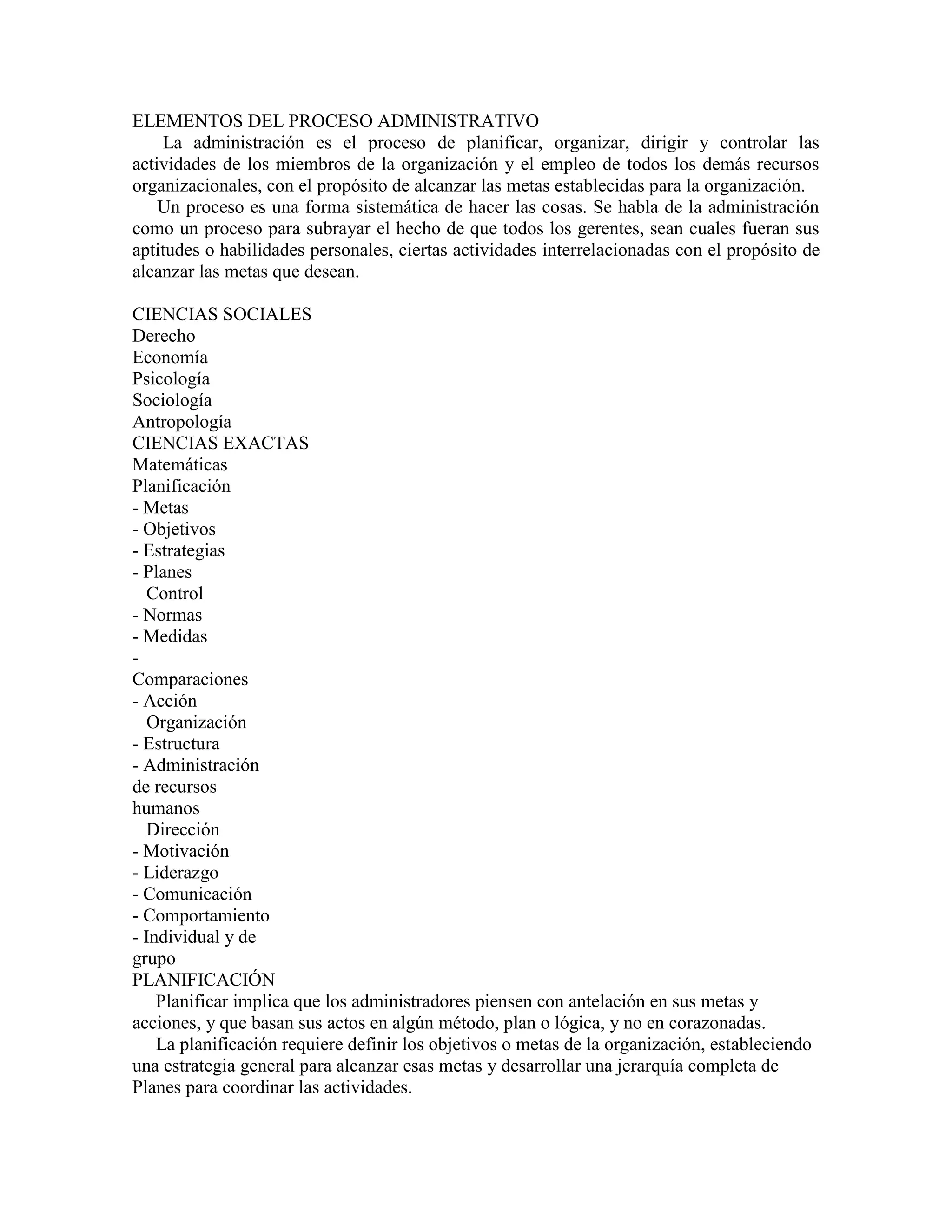 Elementos del proceso administrativo | PDF
