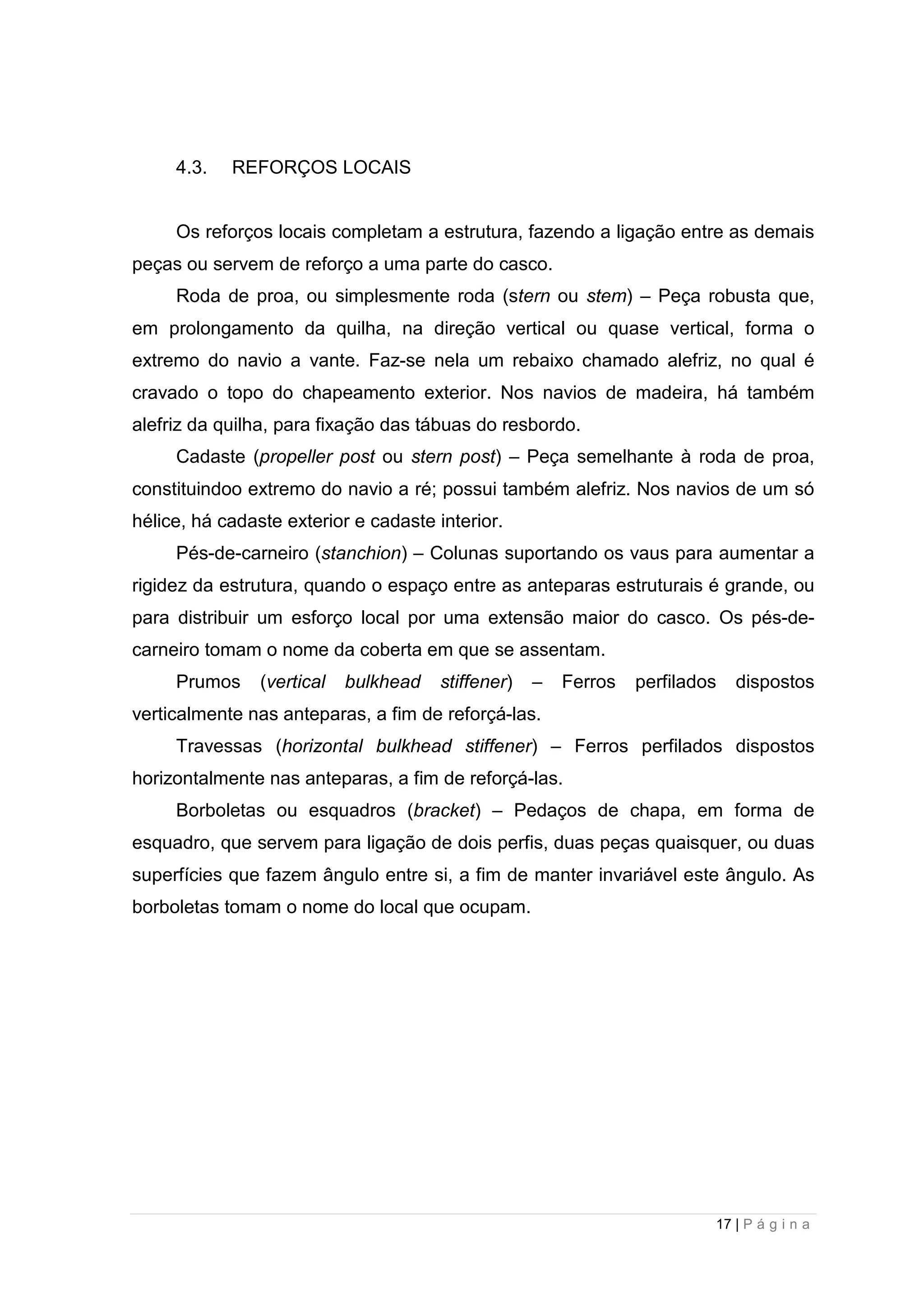 Elementos estruturais de navios (arranjo e nomeclatura) construcao ...