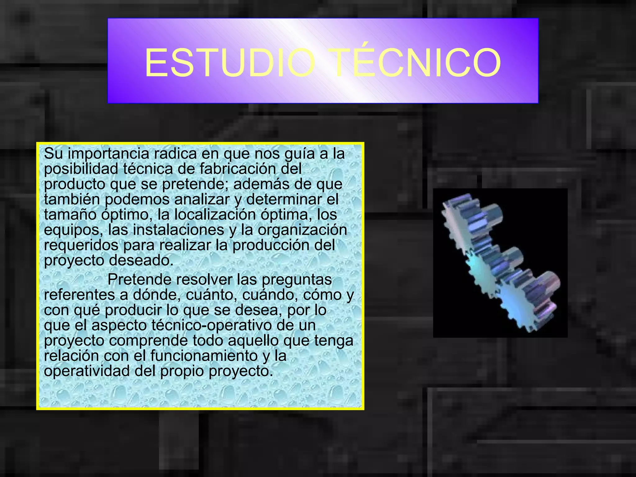 Elementos que conforman el estudio de prefactibilidad y factibilidad de ...