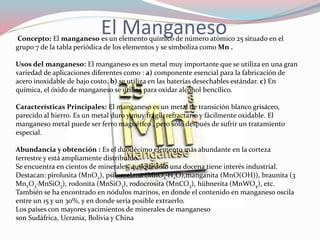 Elementos químicos : el cloro y el manganeso. | PPTX