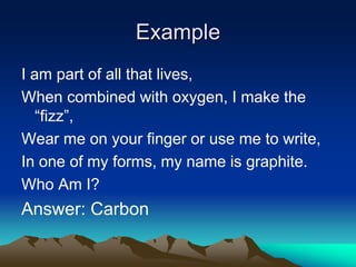 Element Riddles for science that you enjoy | PPT