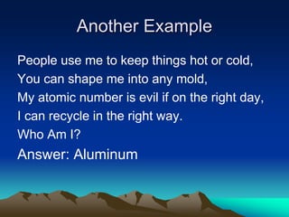 Element Riddles for science that you enjoy | PPT