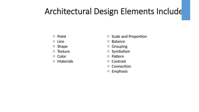 Elements and Components of architecture | PPTX