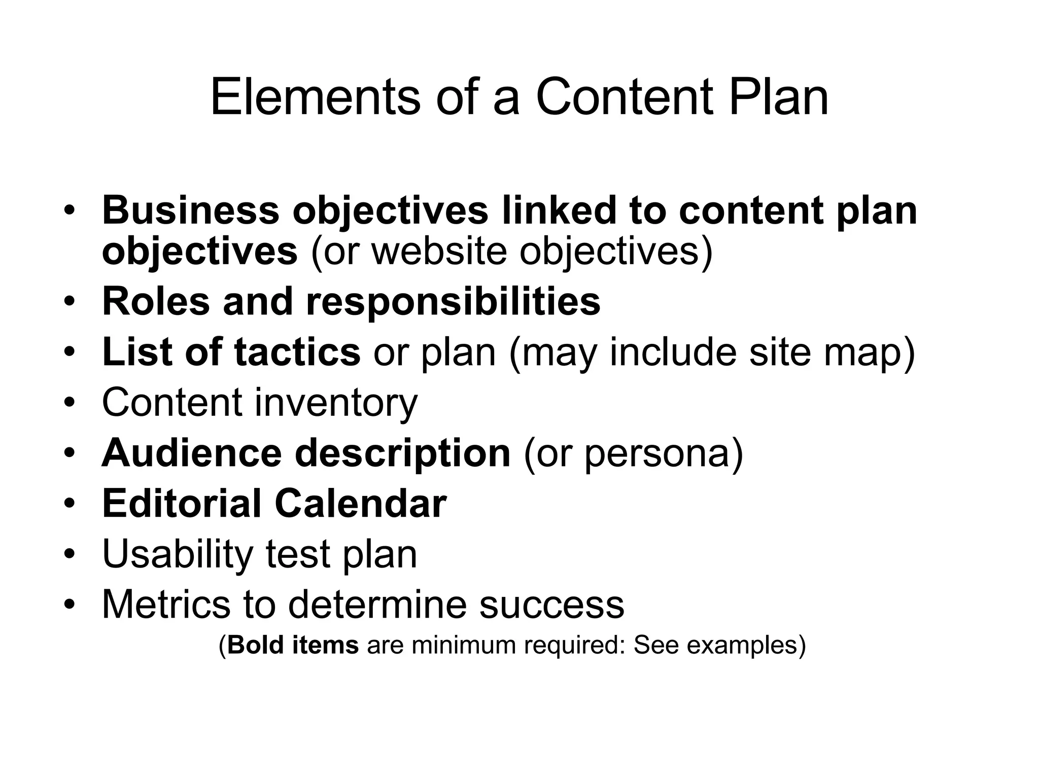 Elements Of A Content Plan | PPT | Business | Business and Finance