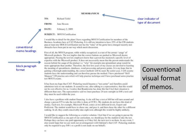 Elements of Document Design (with special attention to memo format)