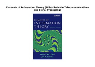 Elements of Information Theory (Wiley Series in Telecommunications and ...