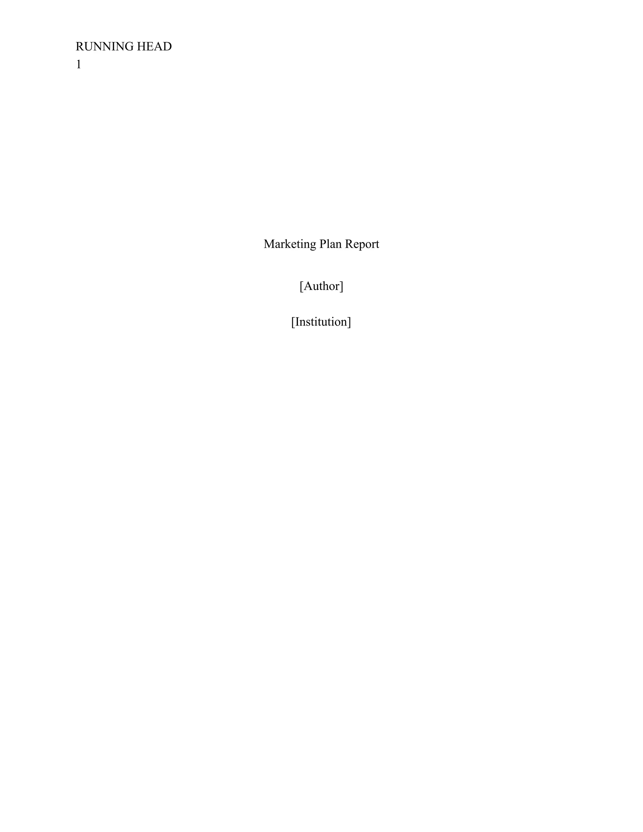 Elements of Marketing Plan Report Sample APA | PDF