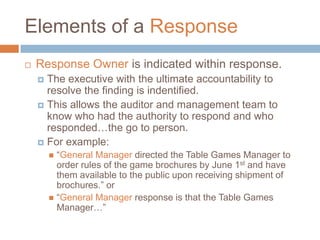 Elements & Analysis Of Audit Findings & Respones | PPSX