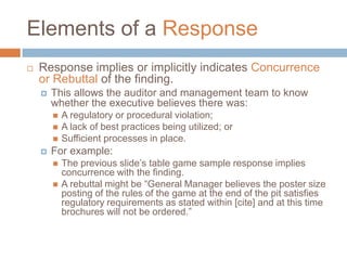 Elements & Analysis Of Audit Findings & Respones | PPSX
