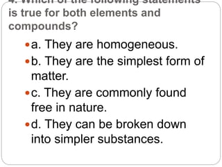 ELEMENTS AND COMPOUNDS.pptx | Chemistry | Science