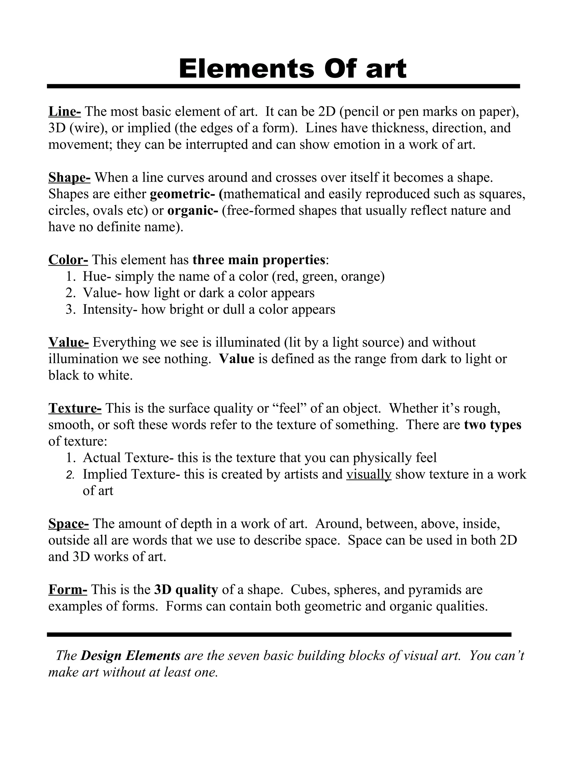 Elements and principles of Art and Design | DOC