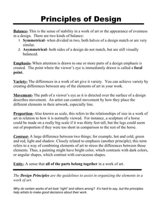 Elements and principles of Art and Design | DOC