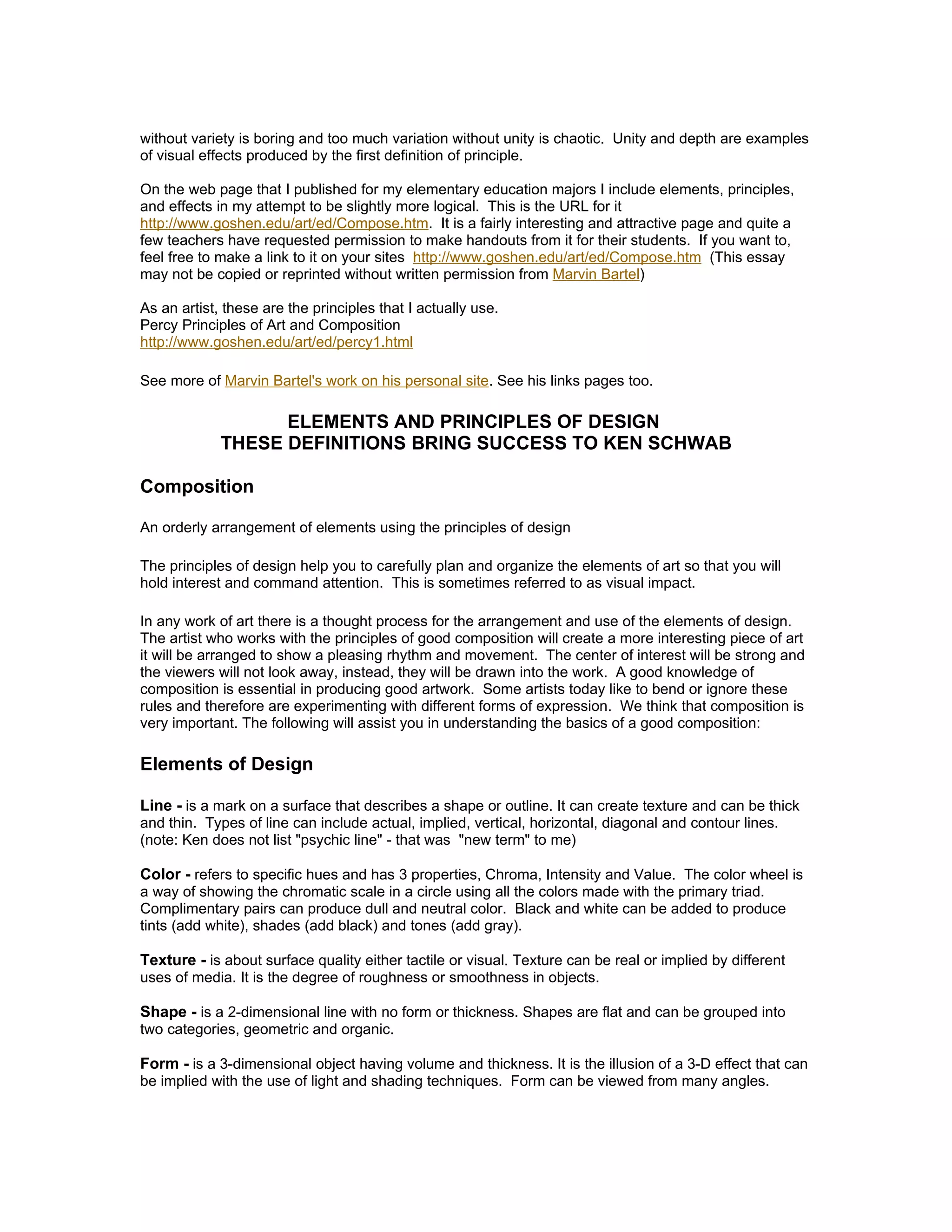 Elements and principles of design | DOC