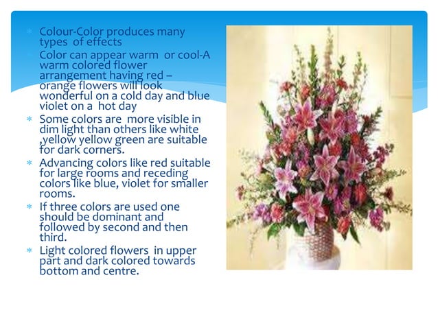 Elements and principles of design in flower arrangement | PPTX ...