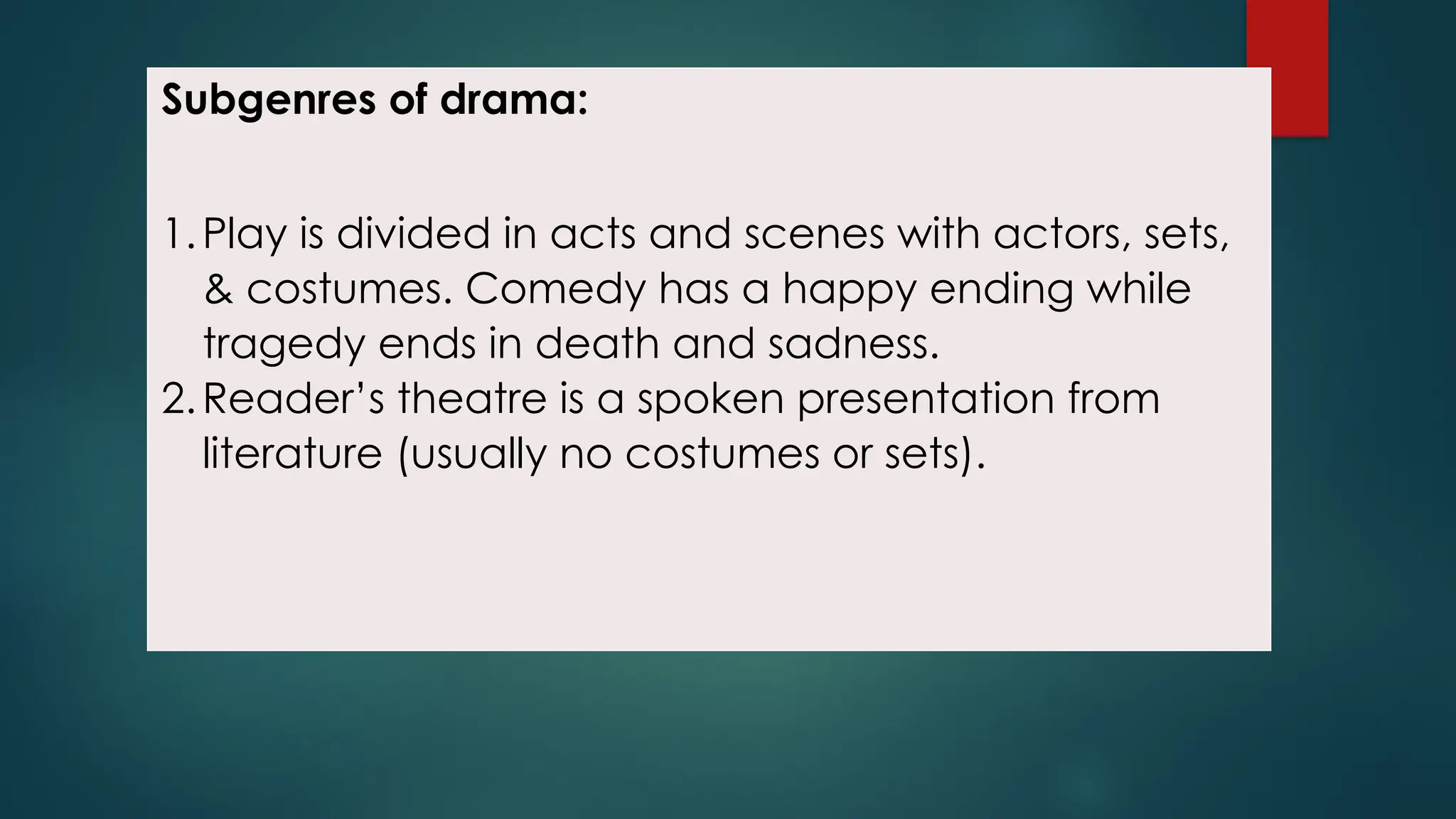 Elements and Techniques and Traditions of Drama | PPTX