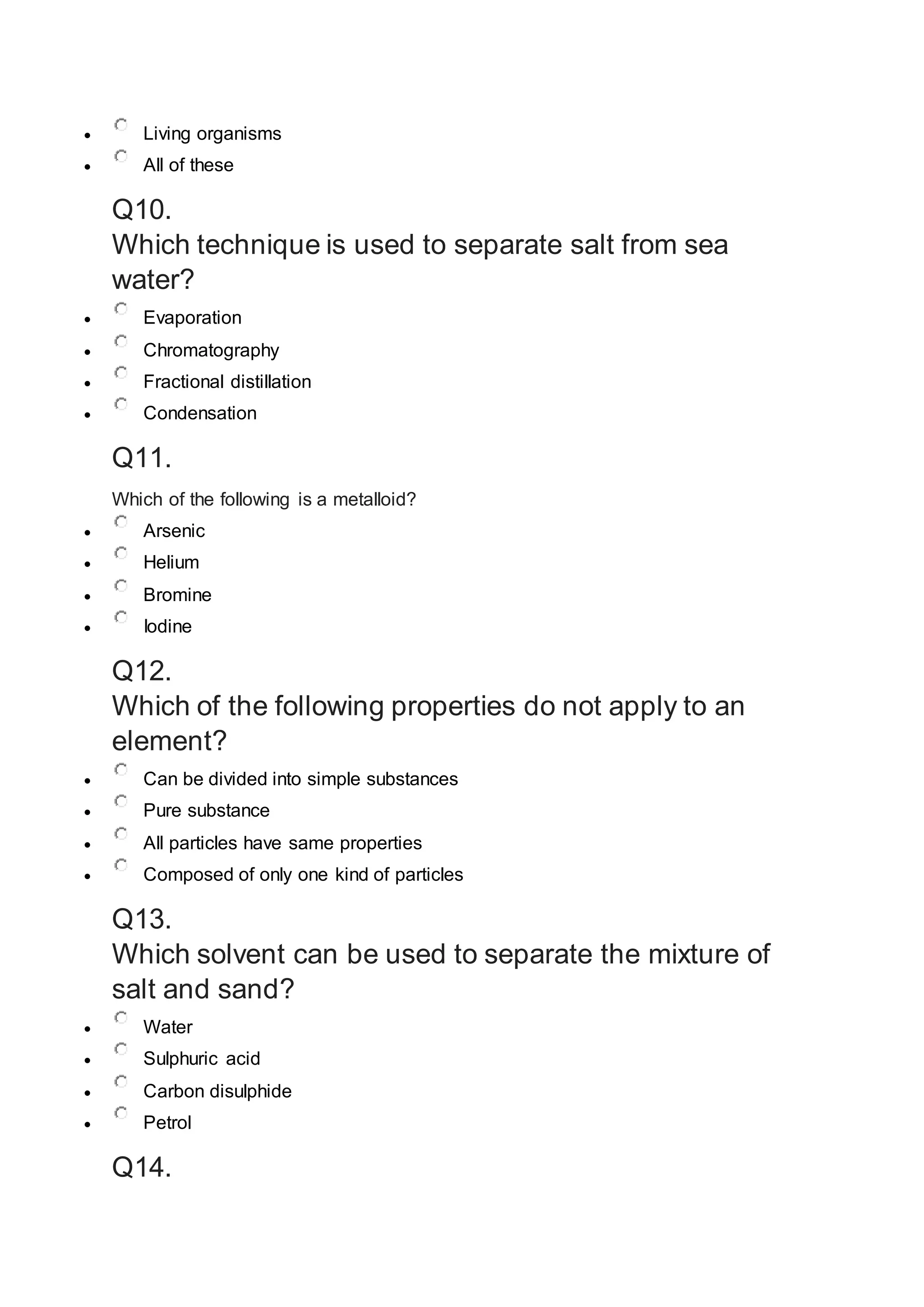 Elements compounds and mixtures mcq chapter 3 | DOCX