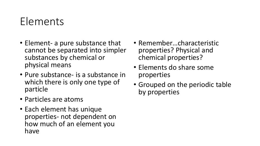 Elements compounds and mixtures notes