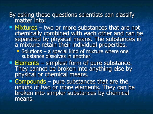 Elements, Compounds and Mixtures | PPT | Chemistry | Science