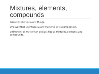Zia Learning Elements compounds mixtures | PPT