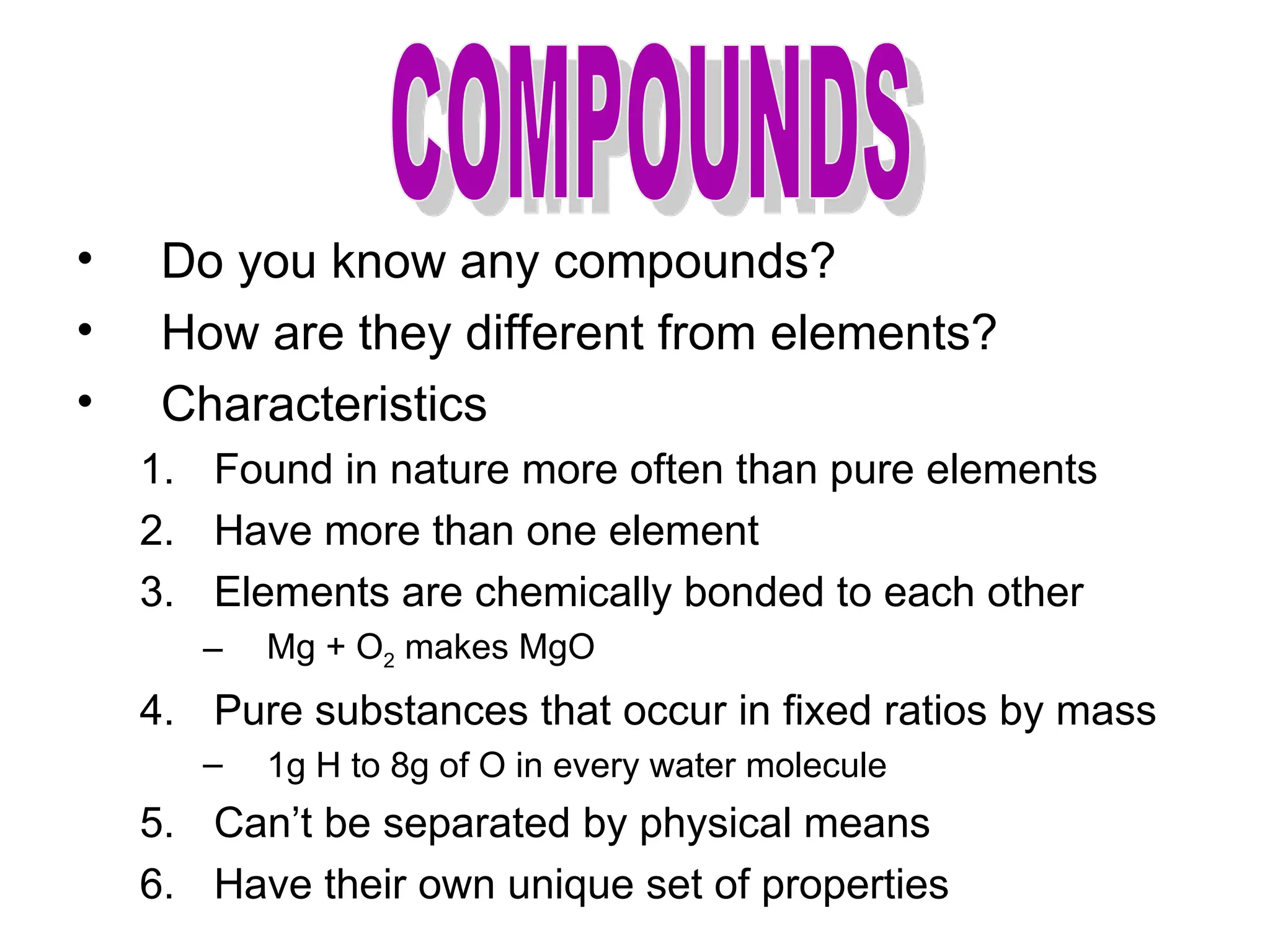 Elements compounds mixtures presentation | PPT