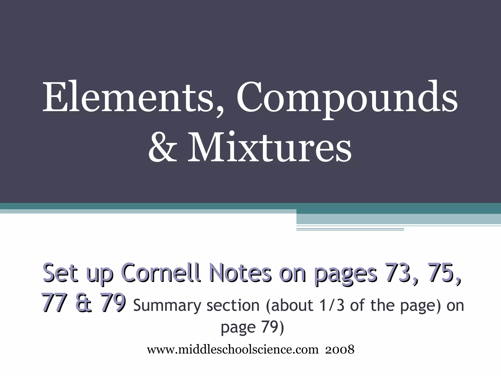 Elements, compounds, mixtures ipad notes part 1 | PPT