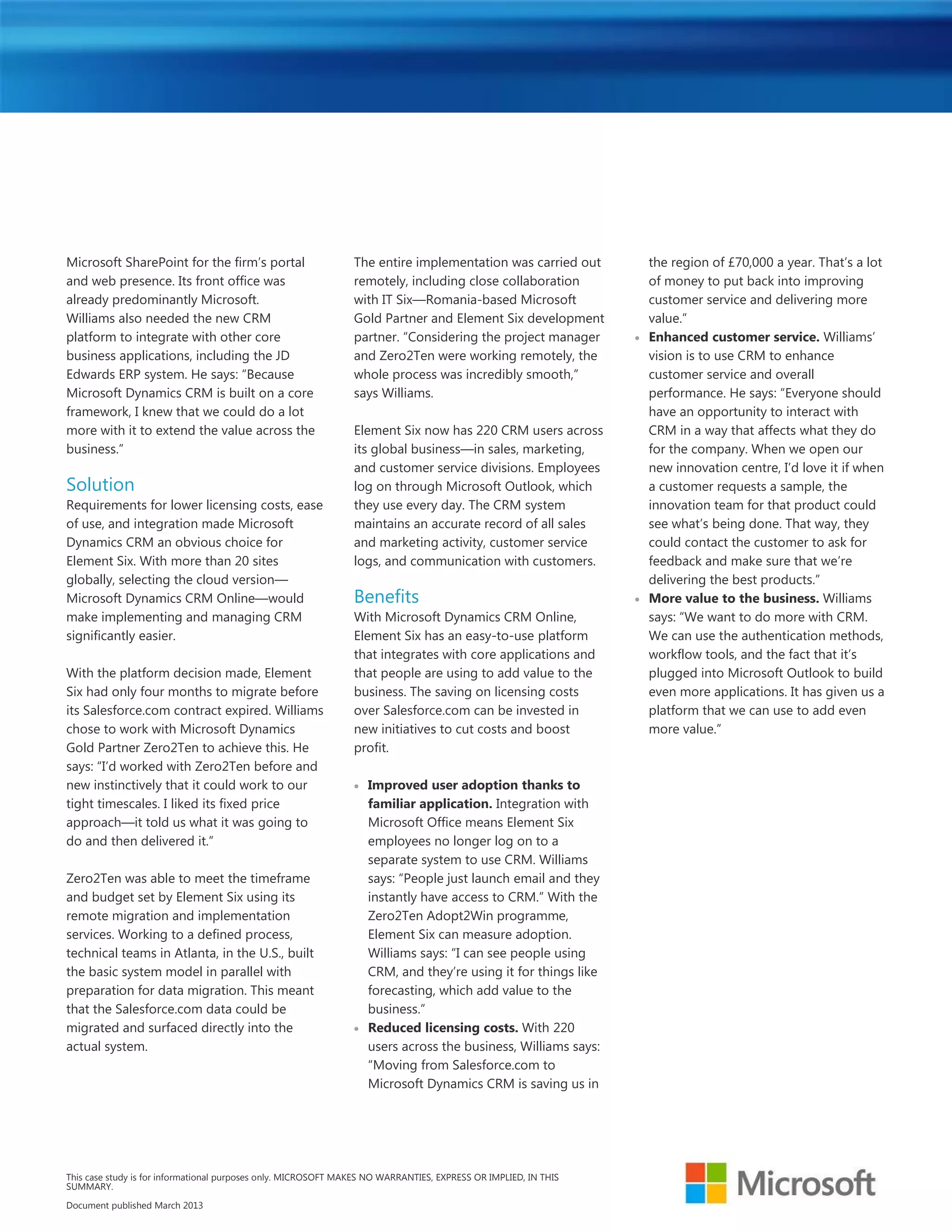 Element 6 Case Study | PDF