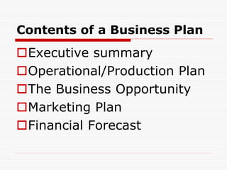 Elements of a Business Plan | PPT