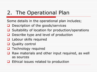 Elements of a Business Plan | PPT