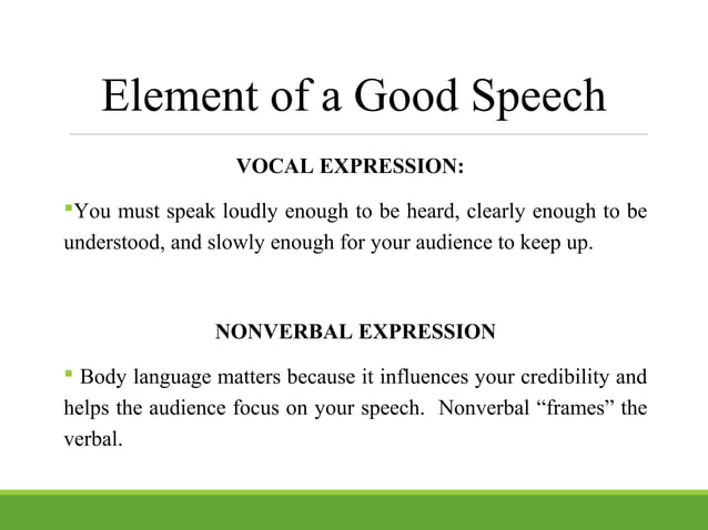 Elements of a Good Speech | PPT