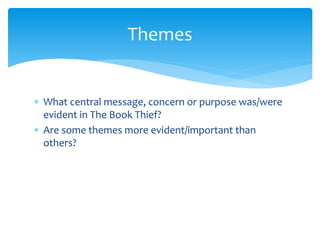 Elements of a Narrative - The Book Thief by Markus Zusak | PPTX
