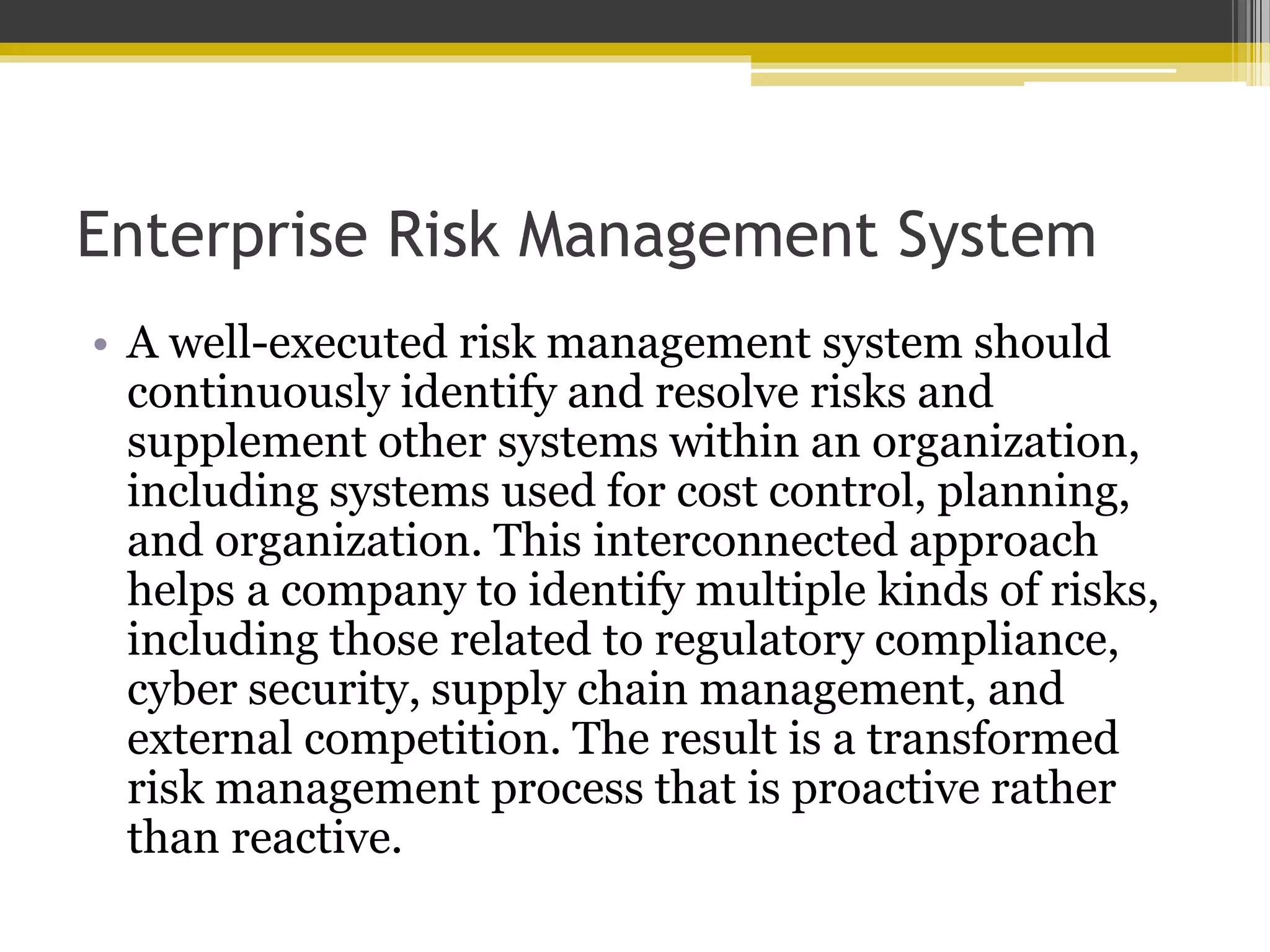 Elements of an Effective Enterprise Risk Management System | PPTX