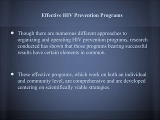 Elements of an effective hiv prevention program | PPT