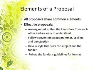 Elements of a proposal | PPT