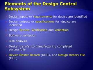 Elements of a Quality System for Medical Devices | PPTX
