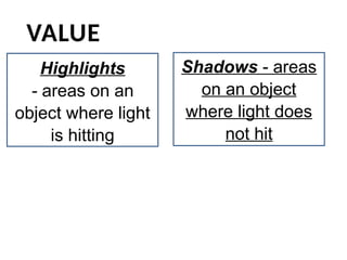 ELEMENTS OF ART - LESSON 2 The seven elements of art are line, shape ...