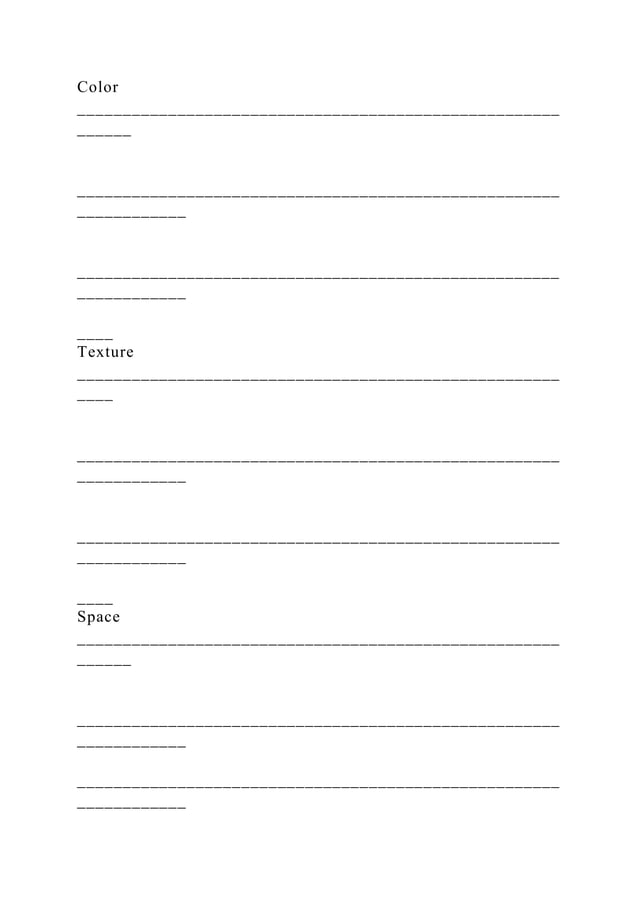 Elements of Art Form Line Shape Color Texture Space ValueForm.docx | 3 ...