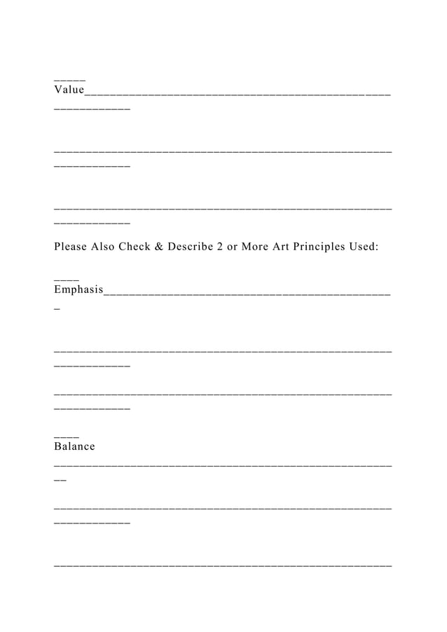 Elements of Art Form Line Shape Color Texture Space ValueForm.docx | 3 ...