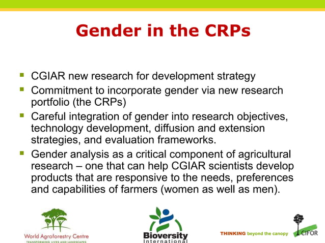Elements of a strategy for gender responsive research | PPTX