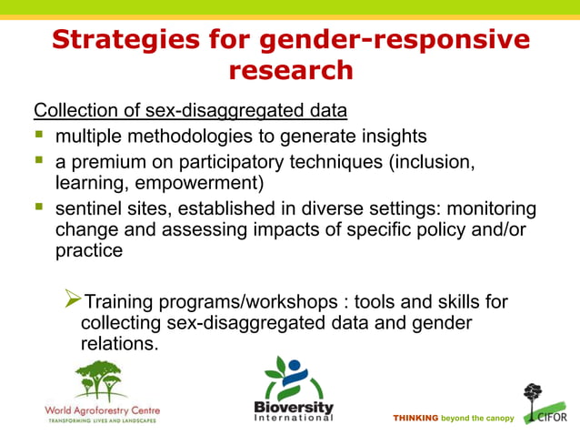 Elements of a strategy for gender responsive research | PPT