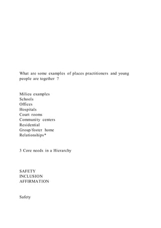 Elements of a Therapeutic Milieu Week 2 | DOCX