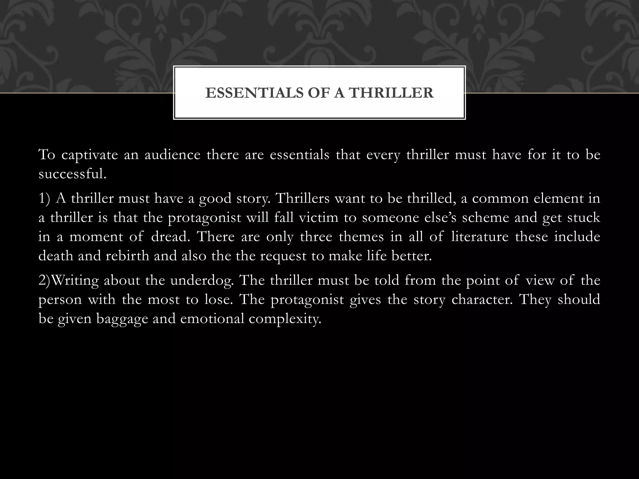 Elements of a thriller | PPTX